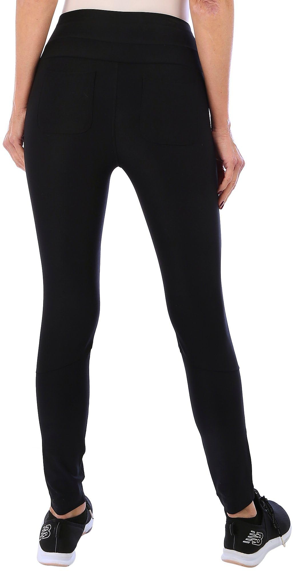 Avalanche Women's Combo Stretch Woven Front Knit Back Slim Fit Hiking Weekend Pant with Pockets Black XL