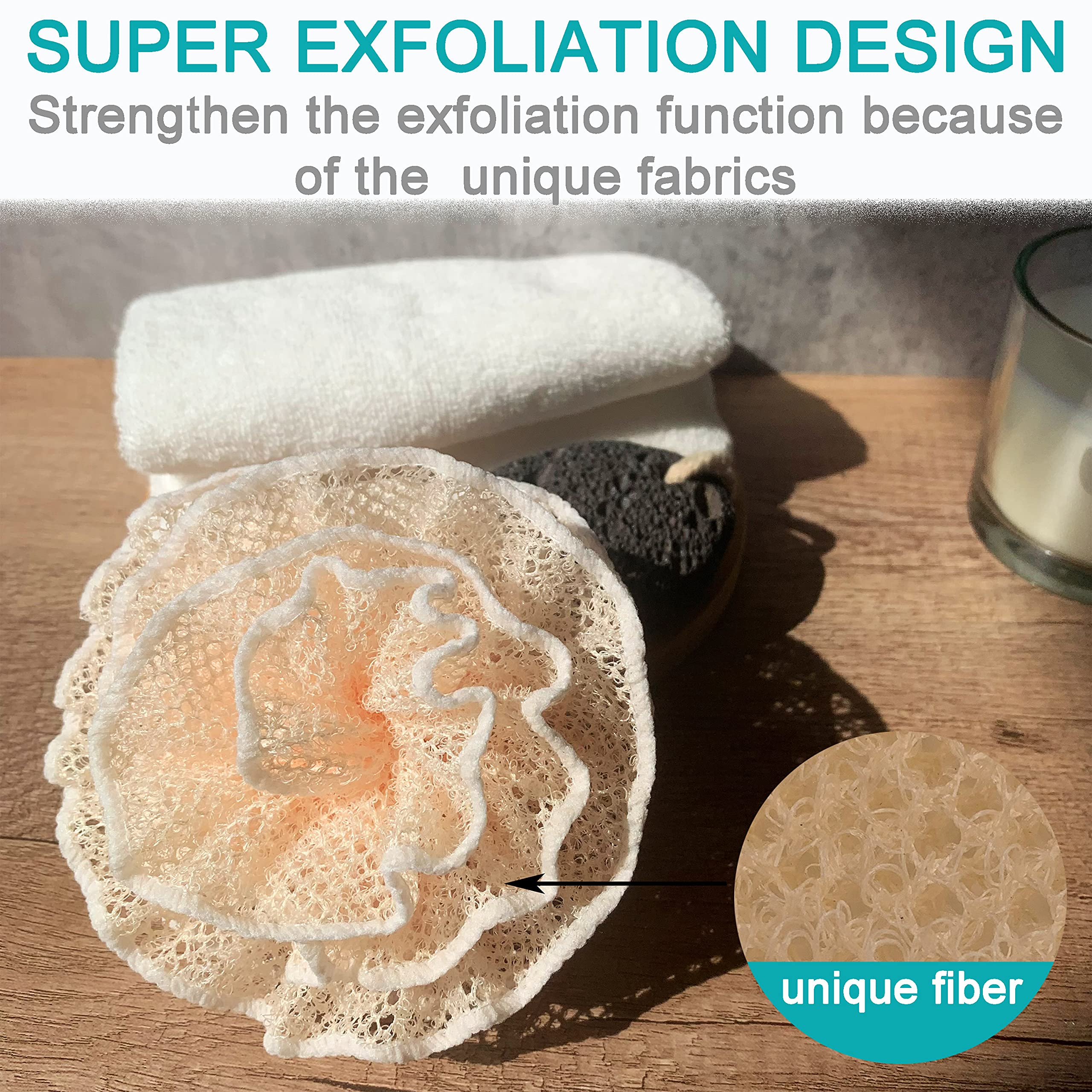 Super Exfoliating Home Spa Weave Loofah Shower Sponge Pouf Mesh Brush - Bath Spa Puff Scrubber Ball - Face Body Poof - Rich Foams Bubble(4.7" Each) Pack of 4