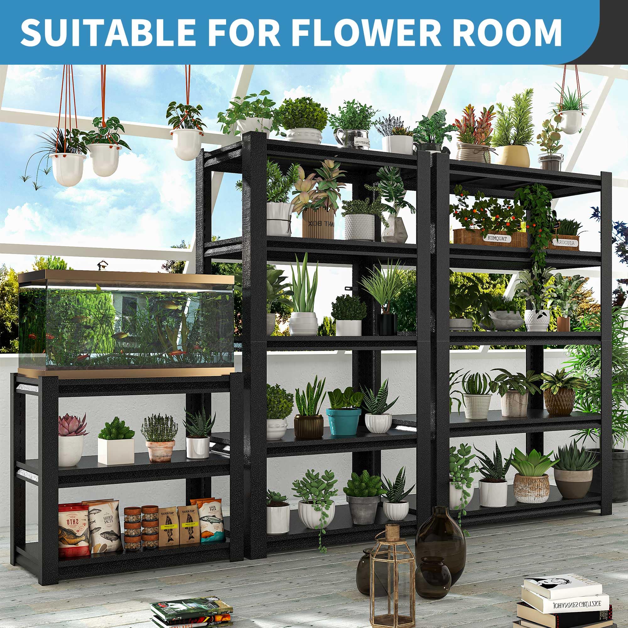 BIZOEIRON 32''H Garage Storage Shelves, Adjustable 3 Tier Metal Shelves (Black)