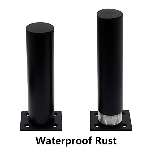 Kyuionty 4 Pack Adjustable Furniture Legs Round 1.5" Dia Thickened Aluminum Alloy Sofa Shelves Table Kitchen Adjustable Feet 6" Height (Black)