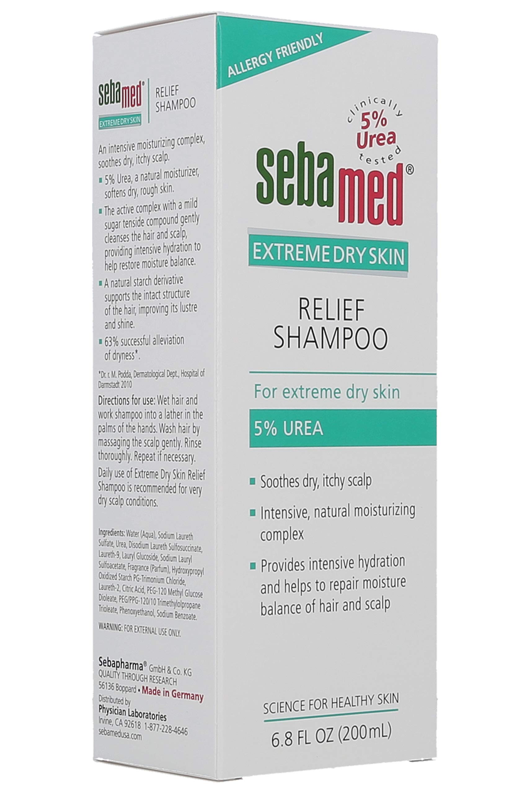 Sebamed Extreme Dry Skin Relief Treatment Shampoo Intensive Moisturizing Complex with 5% Urea for Dry Itchy Scalp 6.8 Fluid Ounces (200mL)