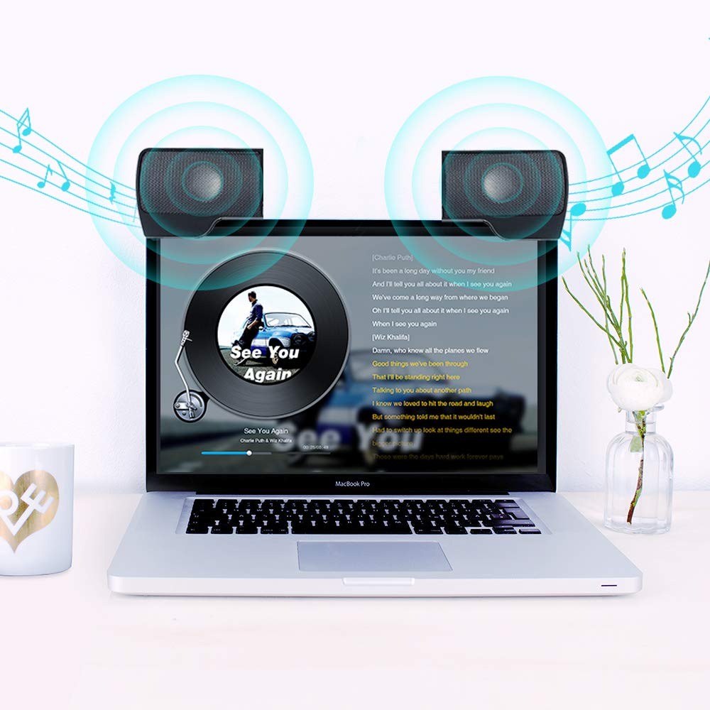 SUPVIN Portable Mini Speakers, External Clip On Computer Speakers, USB Powered Wired Multimedia Mini Soundbar for PC Computer Laptop Speakers