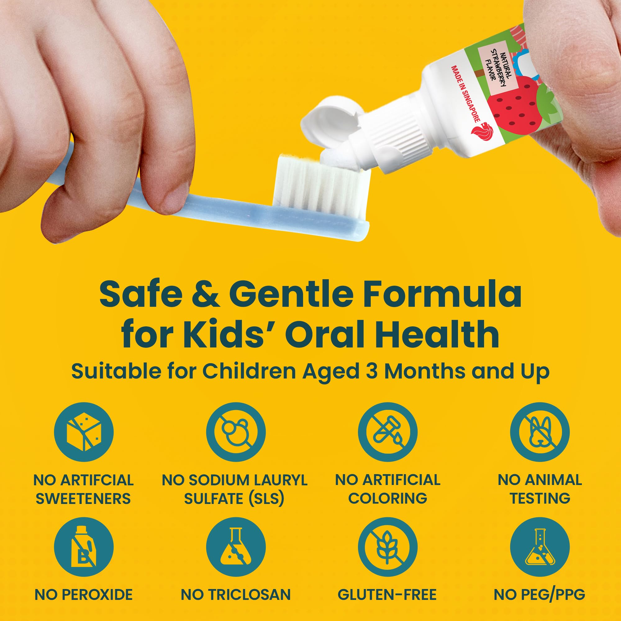 Pearlie White 99.78% Natural Fluoride Kids Toothpaste (1.58oz, 45gm) | Kids Toothpaste with Fluoride | Extra Gentle Enamel Safe Toothpaste for Kids | Low RDA | Natural Strawberry Flavor
