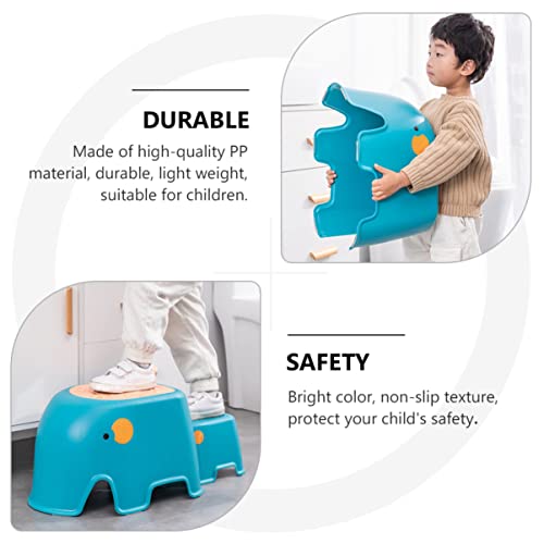 HONMEET 2pcs Chairs Stool Textured Sitting Toilet Room Minimalist Plastic Bathroom Bedroom Practical Home Cartoon Toddler Kitchen Mini Safety Creative Potty Elephant Cute Step Loft
