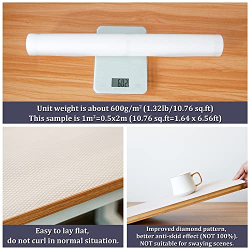Hersvin Shelf Liners 24 in x 20 ft EVA Drawer Mats, Non-Adhesive Cupboard Pad, Kitchen Cabinet Lining Fridge Cushion (Transparent Diamond, 61x610cm)