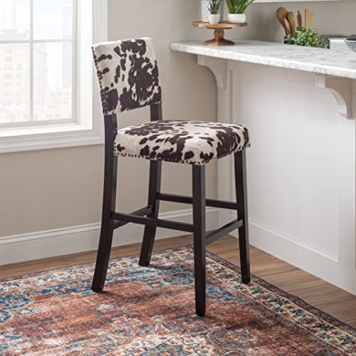 Linon Udder Madness Corey Bar Stool, 19"W x 22.5"D x 44.75"H, Brown