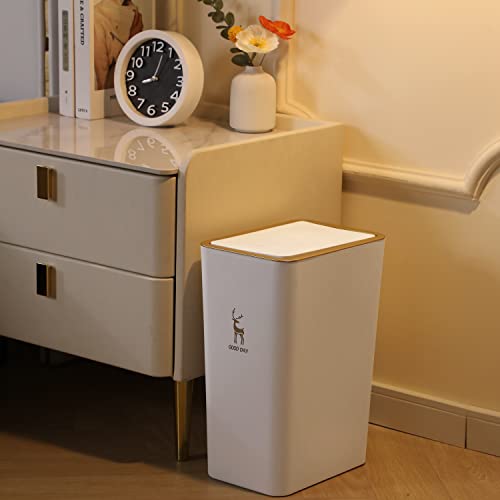 funest 2 Packs Bathroom Trash Can with Lid, Dogproof Wastebasket with Press Type Lid, Plastic Kitchen Waste Bins, Bathroom Garbage Bin Set for Home/Office/Rv/Bedroom(2 Packs,3.4+2.3 Gallon)
