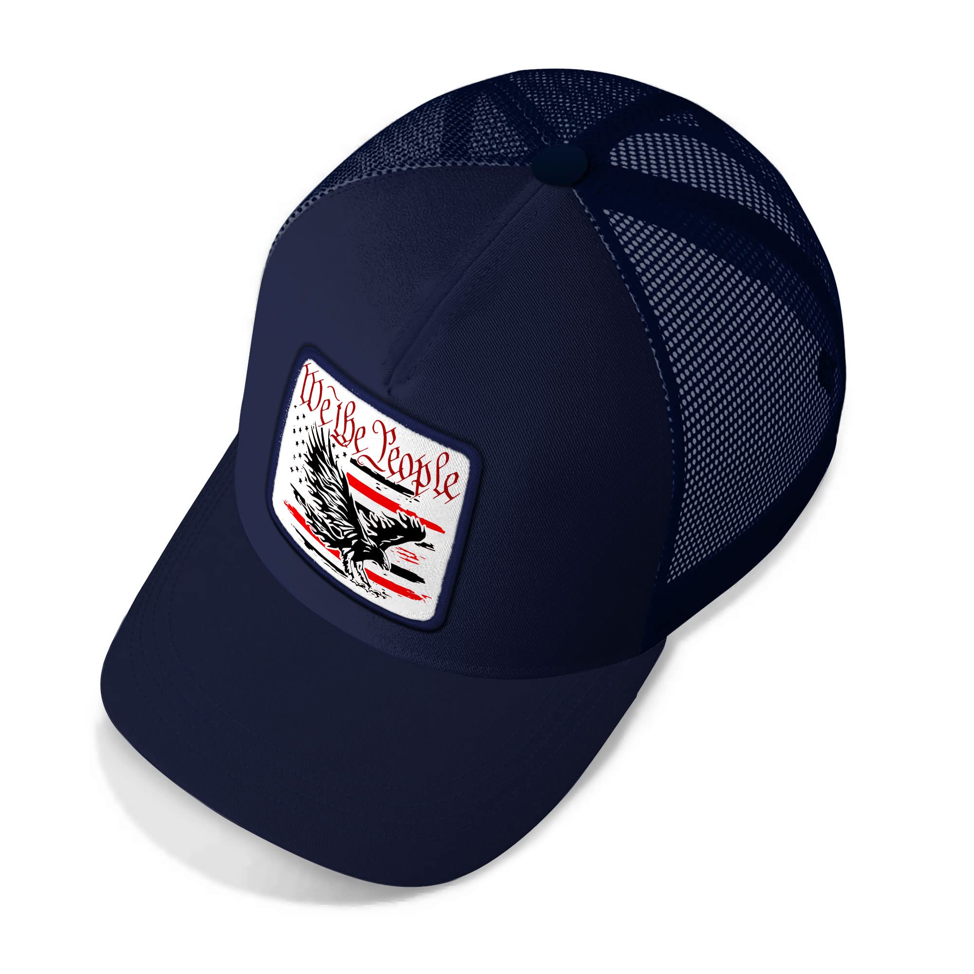 Asvance Trucker Hat - American Patriotic Eagle Mesh Back Baseball Cap for Mens - We The People Embroidered Hats Navy - Gift for Dad