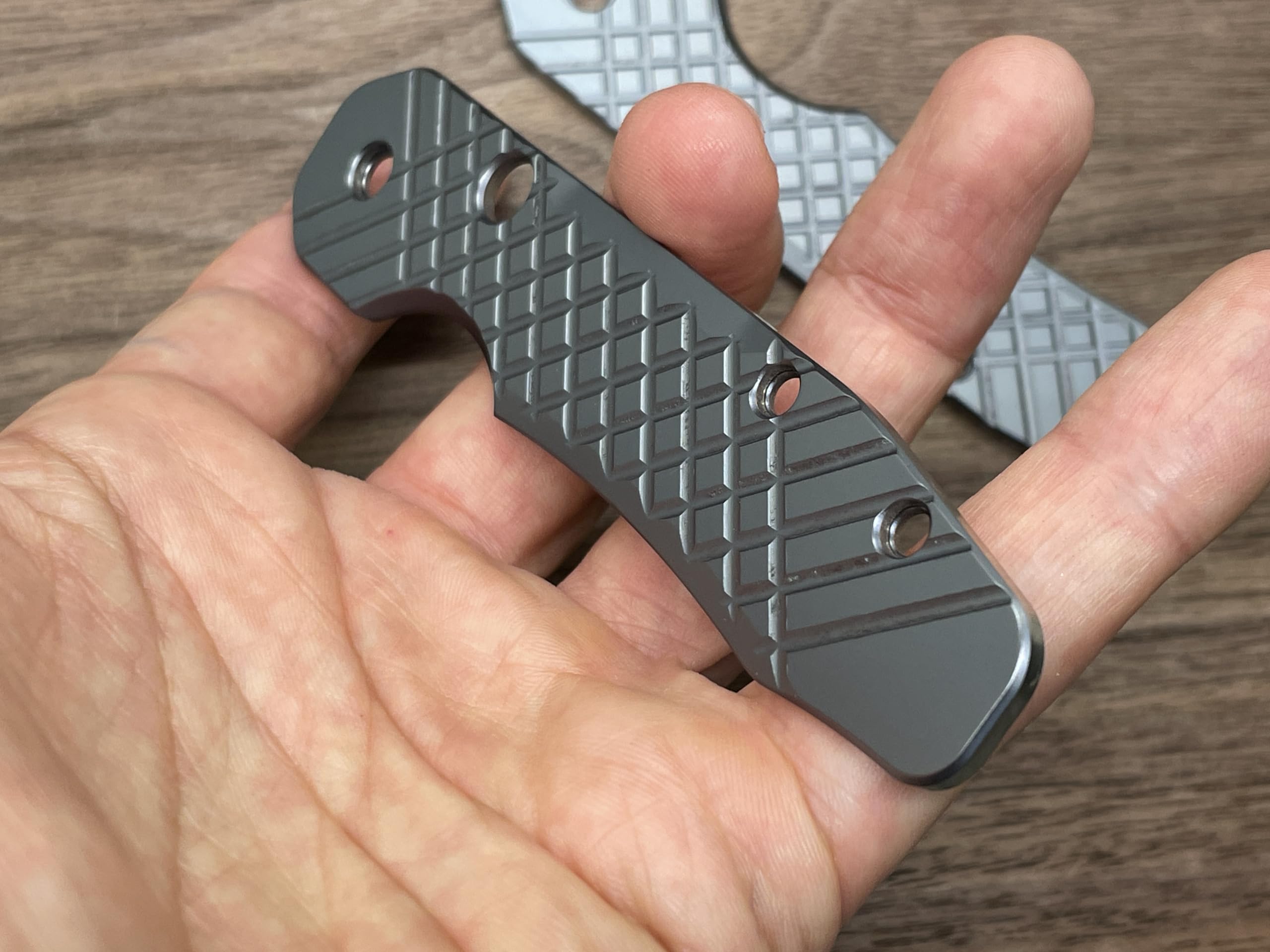 Black engraved FRAG milled Titanium Scales for Spyderco SMOCK