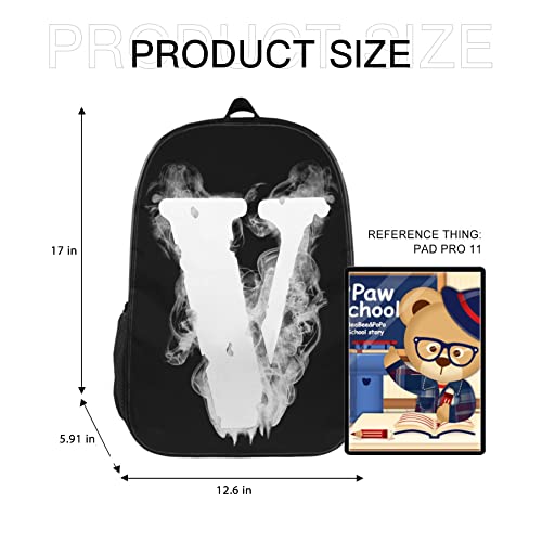 COZON Big V Letter Backpack 17 Inch 3D Printed Aesthetic Casual Travel Bags Breathable Portable Lightweight Large Capacity Daypack Unisex