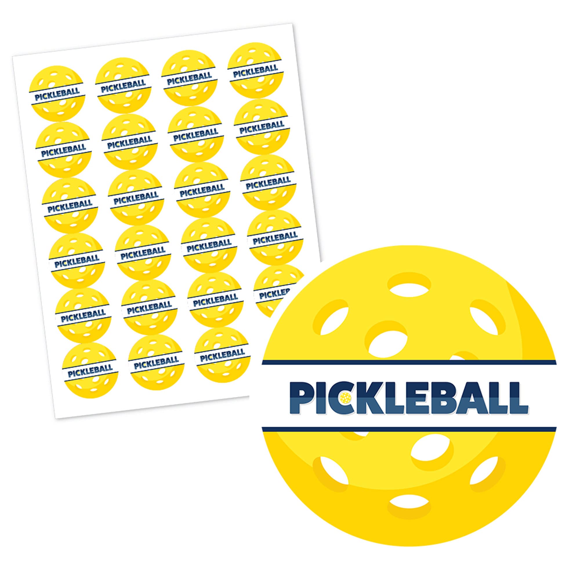 Big Dot of Happiness Let’s Rally - Pickleball - Birthday or Retirement Party Circle Sticker Labels - 24 Count