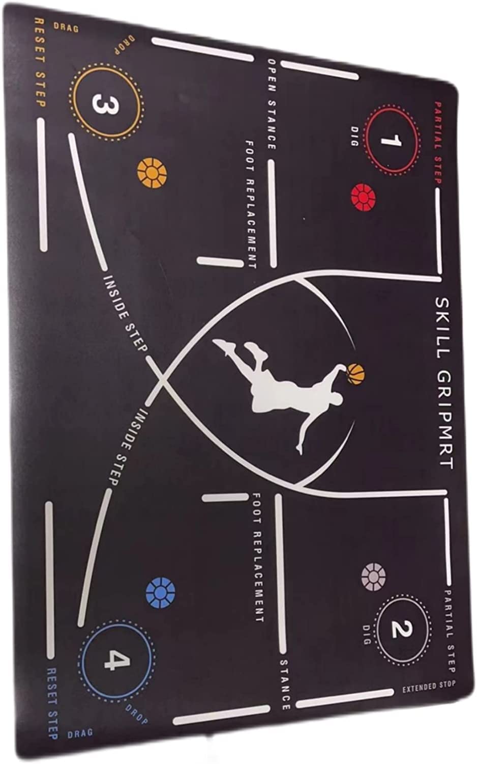 Basketball Footstep Training Mat,Basketball Train mat,Non-Slip Regular Training System Blanket, Dribble Silent Sports Auxiliary Props,Training Pace Ball Control Player Equipment Cool (L)