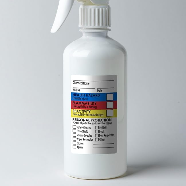 Performore SDS Stickers/MSDS Stickers, 1.5x2.5 Inch Roll of 250, Right to Know Stickers - Chemical Identifying and Marking, Highly Visible and Durable Self Adhesive