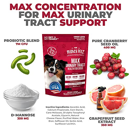 Mighty Petz MAX Cranberry for Dog UTI Treatment - Urinary Tract, Kidney & Bladder Health Supplement. Advanced Vet Formula, D Mannose, Probiotics & Vitamin C. Supports Immune Response & Incontinence