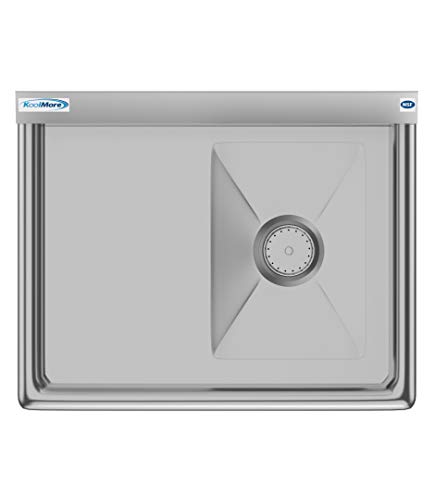 KoolMore 1 Compartment Stainless Steel Commercial Kitchen Prep & Utility Sink with Drainboard - Bowl Size 10" x 14" x 10", Silver, SA101410-12L3