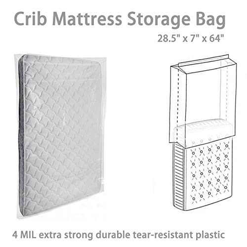 Krodtige Crib Mattress Storage Bag,4 Mil Heavy Duty Crib Mattress Plastic Bag for Moving, Renovating and Storage Applications-Protect & Preserve Your Crib Mattress (No Vent-Hole,1 Pack)