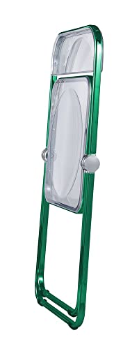 LeisureMod Lawrence Modern Transparent Acrylic Folding Chair with Metal Frame (Green)