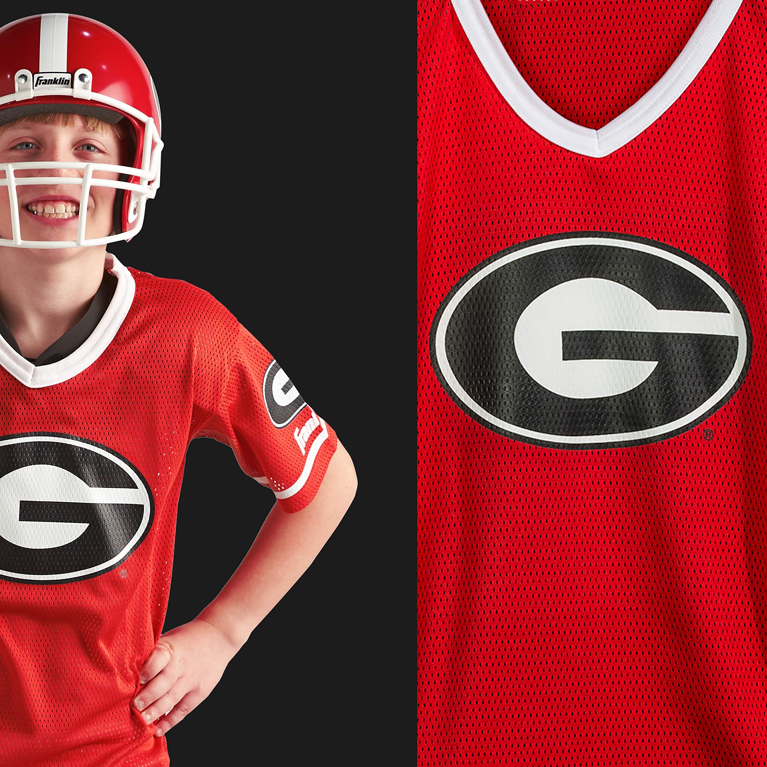 Franklin Sports NCAA Georgia Bulldogs Kids College Football Uniform Set - Youth Uniform Set - Includes Jersey, Helmet, Pants - Youth Medium