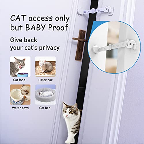 Neobay Child Proof Door Lock with Adjustable Door Strap and Latch. No Need for Interior Cat Door. Keep Toddler Out of Room with Litter Box While Let Cat in Easily.