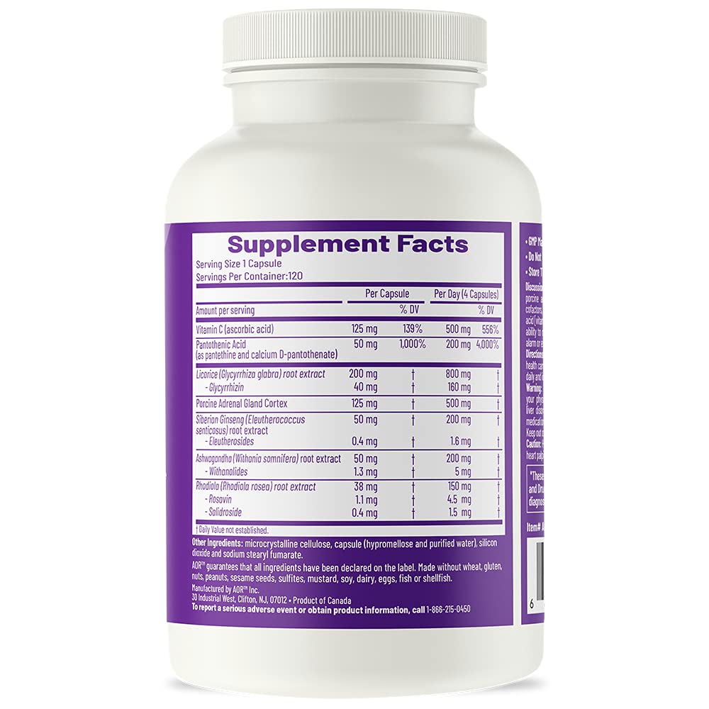 AOR, Ortho Adapt, Adrenal Support for Proper Response to Stress, Natural Adaptogenic Herbal Supplement, 120 capsules (30 servings)
