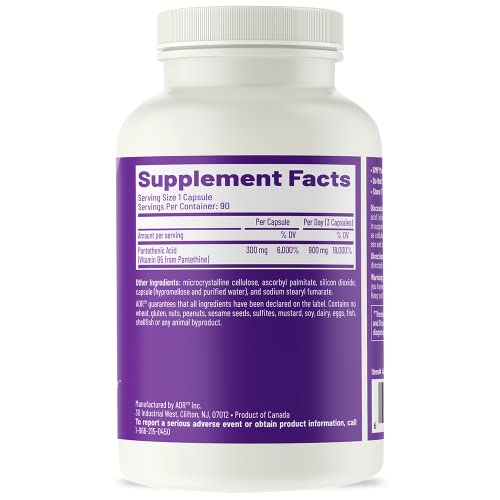 AOR, Pantethine 375mg, Bioactive vitamin B5, 90Capsules (90 servings)
