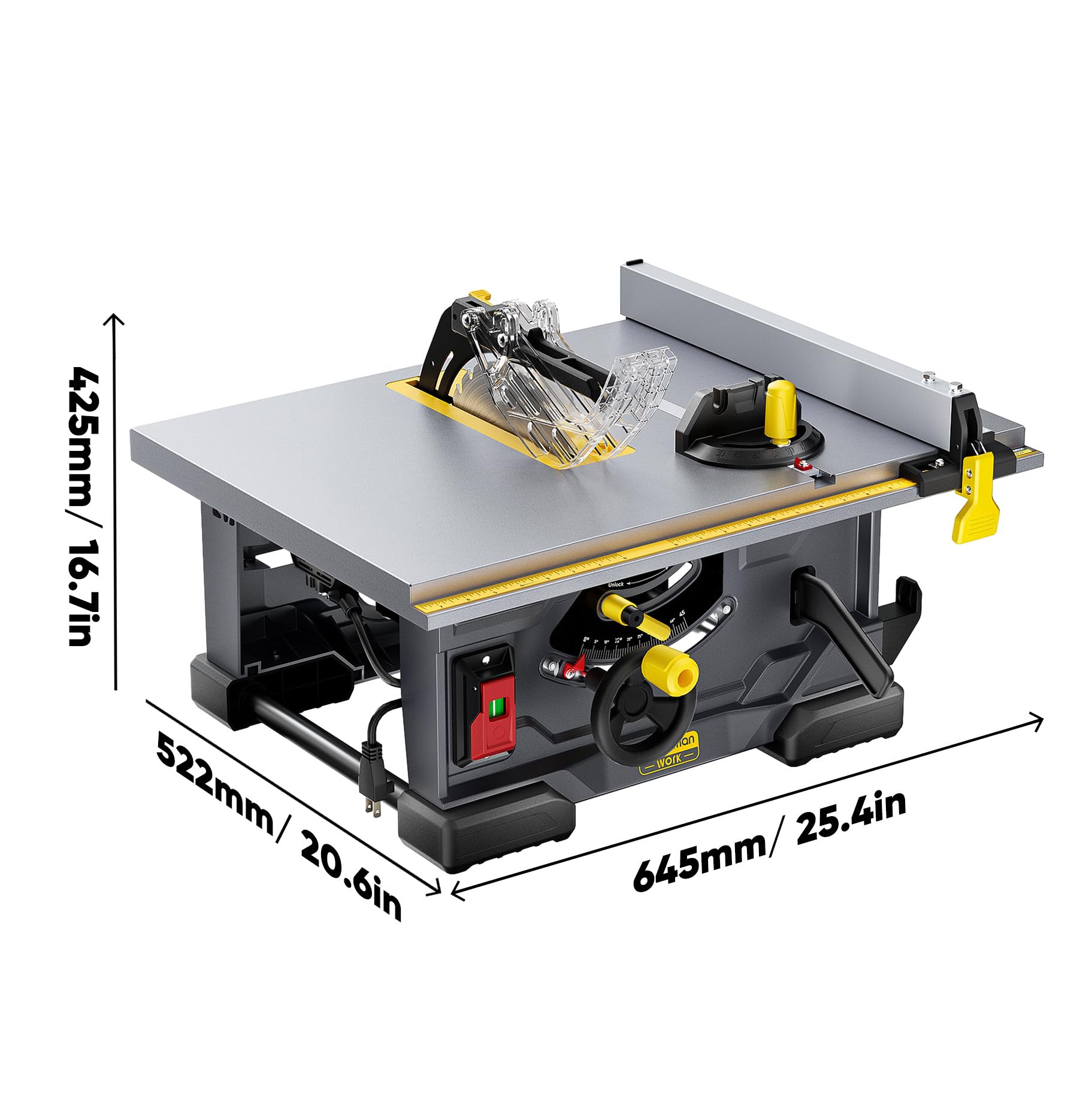 Upstreman Work M1 Pro Portable Table Saw, 13Amp Compact Tablesaw 5700RPM, 8.25" Table Saw w/24T Blade, Dust Collector, Onboard Carrying Handle Easy to Carry, Adjustable Cut Depth and Angle, for DIY