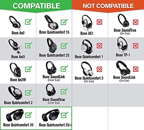 Replacement Ear Pad Cushion Memory Foam Ear Cup Repair for Bose Headphones Quiet Comfort 2 Qc2, Qc15, 25 Qc25, Ae2, Ae2I, Ae2W Headphone (Black 2)