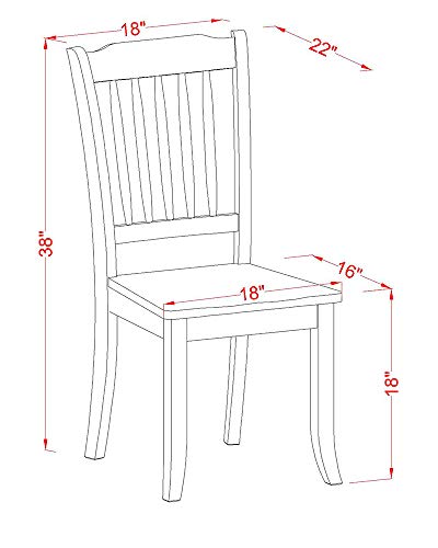 East West Furniture DAC-LWH-W Danbury Kitchen Dining Chairs - Slat Back Wooden Seat Chairs, Set of 2, Linen White
