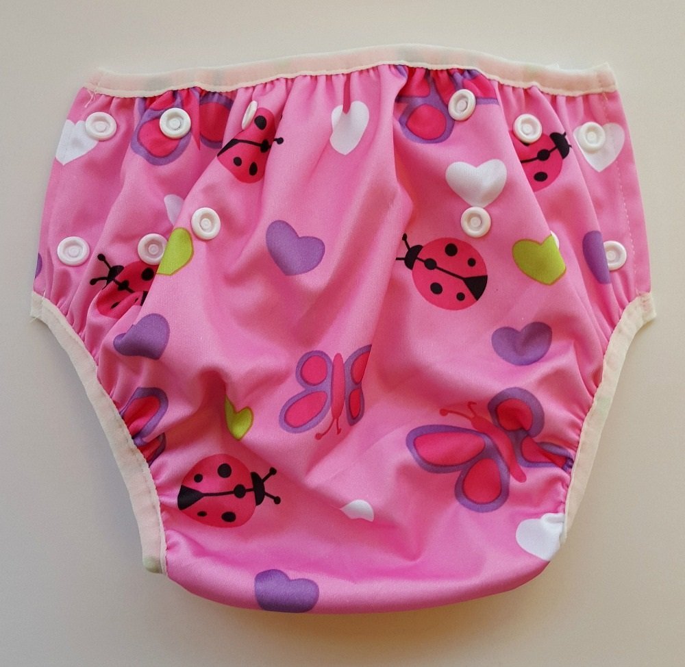 Swim Diaper - Reusable and Adjustable for Babies 0 to 12 Months and Toddlers up to 3 Years by Eco-Friendly Terra Baby (Pink Flutter-by Love)