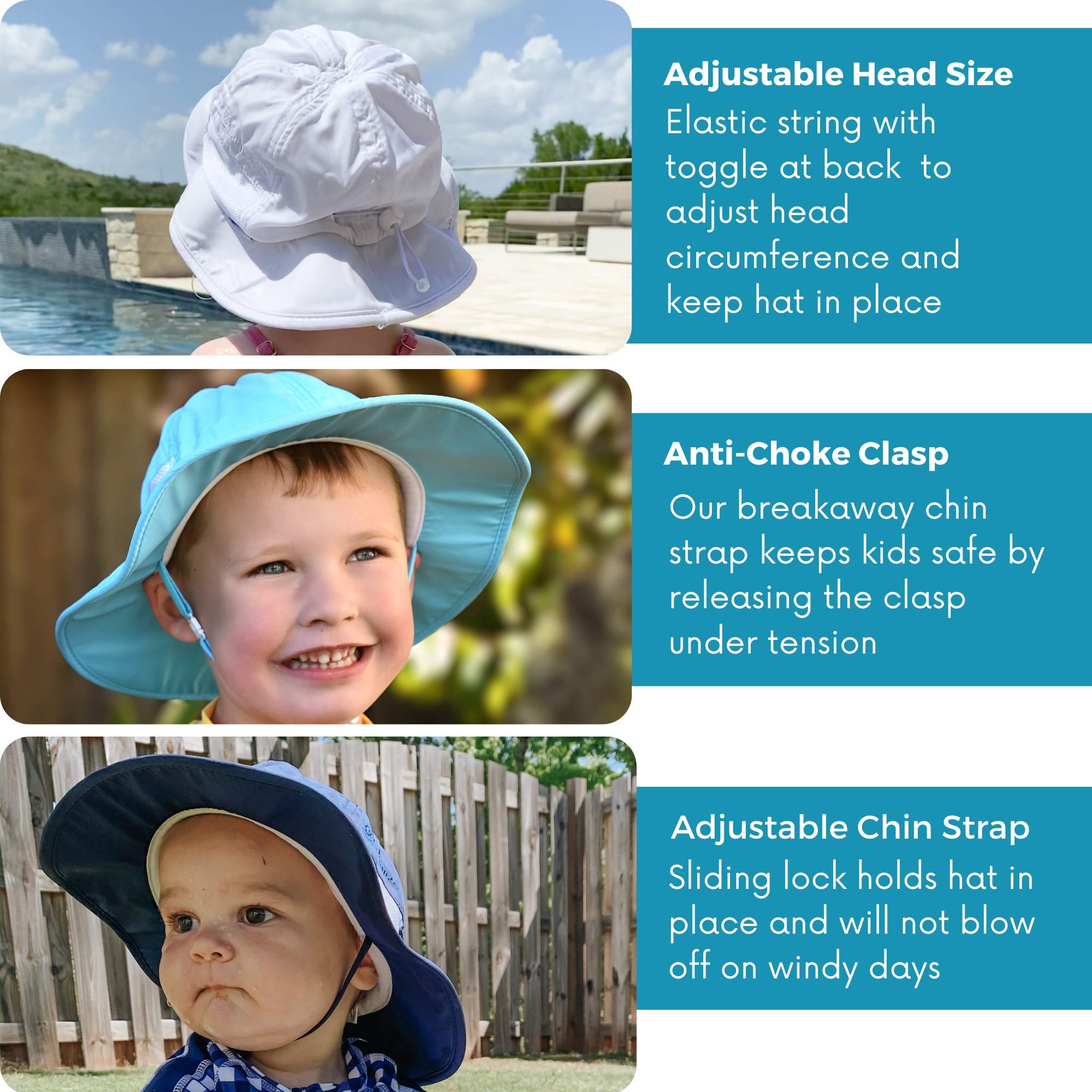 SwimZip Wide Brim Sun Hat | UPF 50+ Protection for Baby, Toddler, and Kids White