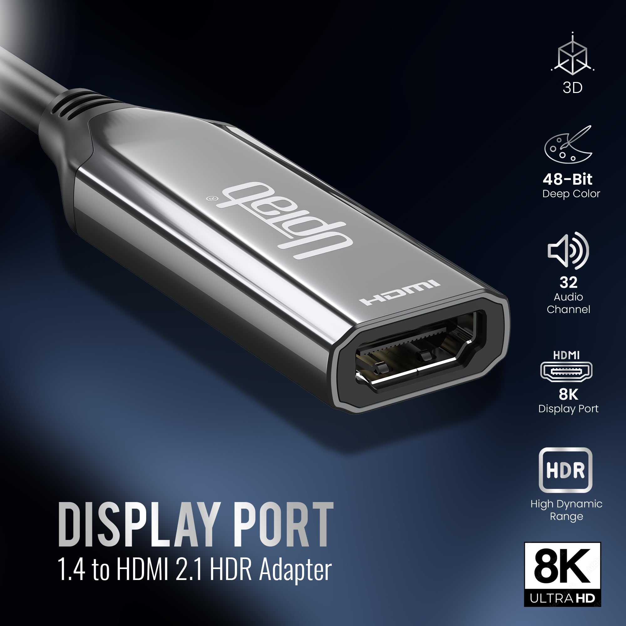 DisplayPort 1.4 to HDMI 2.1 Adapter 8K with HDR (DP 1.4 to HDMI 2.1) Display Port to HDMI Adapter 4k 120Hz up to 8K 60Hz with HDR Support for RTX 4090, RX 6900, Gaming PC, and More