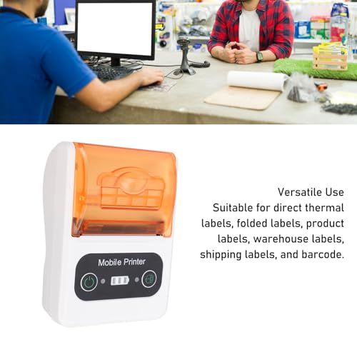 Bluetooths Thermal Receipt Printer, 58mm Handheld POS Inkless Receipt Printer, Portable Small Thermal Printer for Small Business Office Retail Store Restaurant (Orange White)