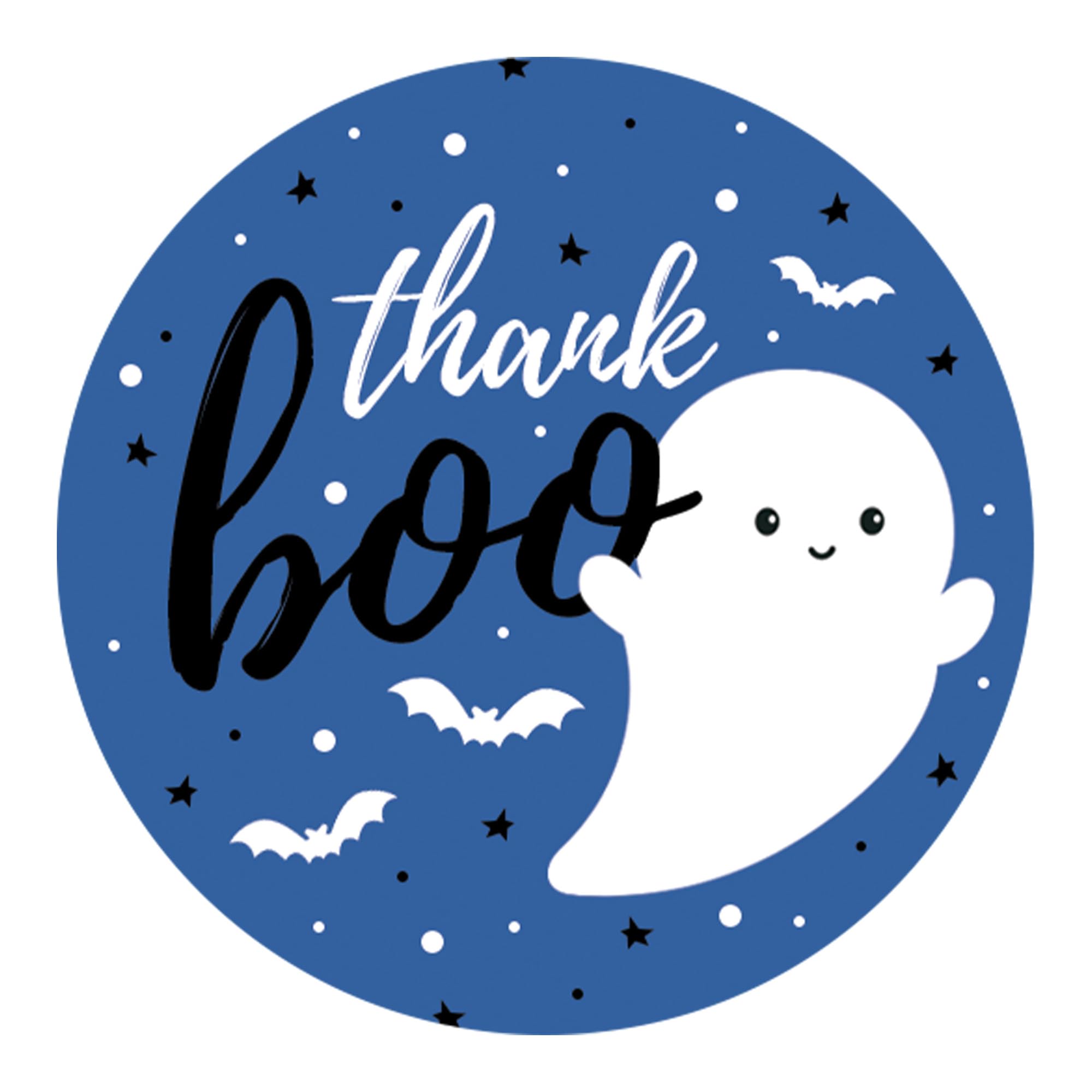 Blue A Little Boo is Almost Due Boy Baby Shower Thank You Card Stickers, Halloween Baby Shower Party Favor Bag Labels - 40 Count