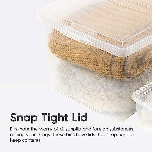 IRIS USA 6.7 Qt. Plastic Storage Container Bin with Latching Lid, 12 Pack, Stackable Nestable Shoe Box Tote Shoebox Closet Organization School Art Supplies - Clear