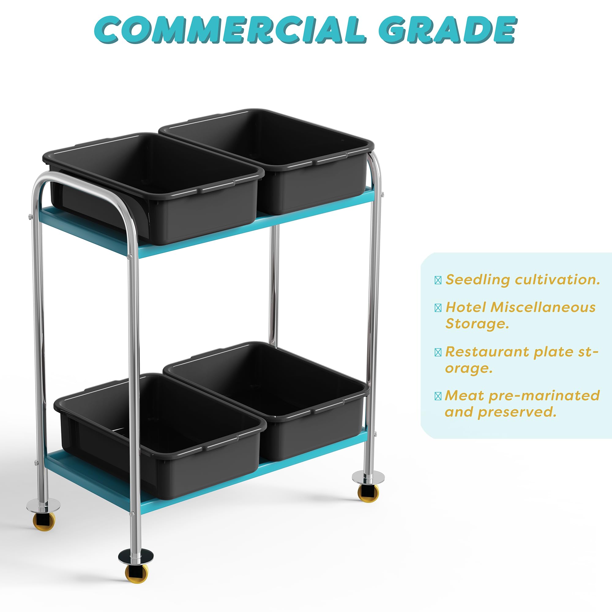 Commercial Bus Tubs/Dishwashing Tubs, 13L Plastic Restaurant Basin, Utility Tub/Tote Box Set of 4, Black