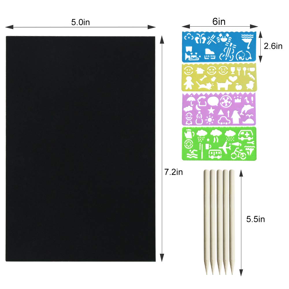 pigipigi Scratch Paper Art for Kids - 60 Pcs Magic Rainbow Scratch Paper Off Set Scratch Crafts Arts Supplies Kits Pads Sheets Boards for Party Games Halloween Christmas Birthday Gift