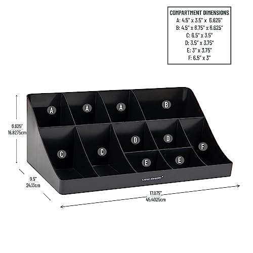Mind Reader 11 Compartment Breakroom Coffee Condiment Organizer, Black