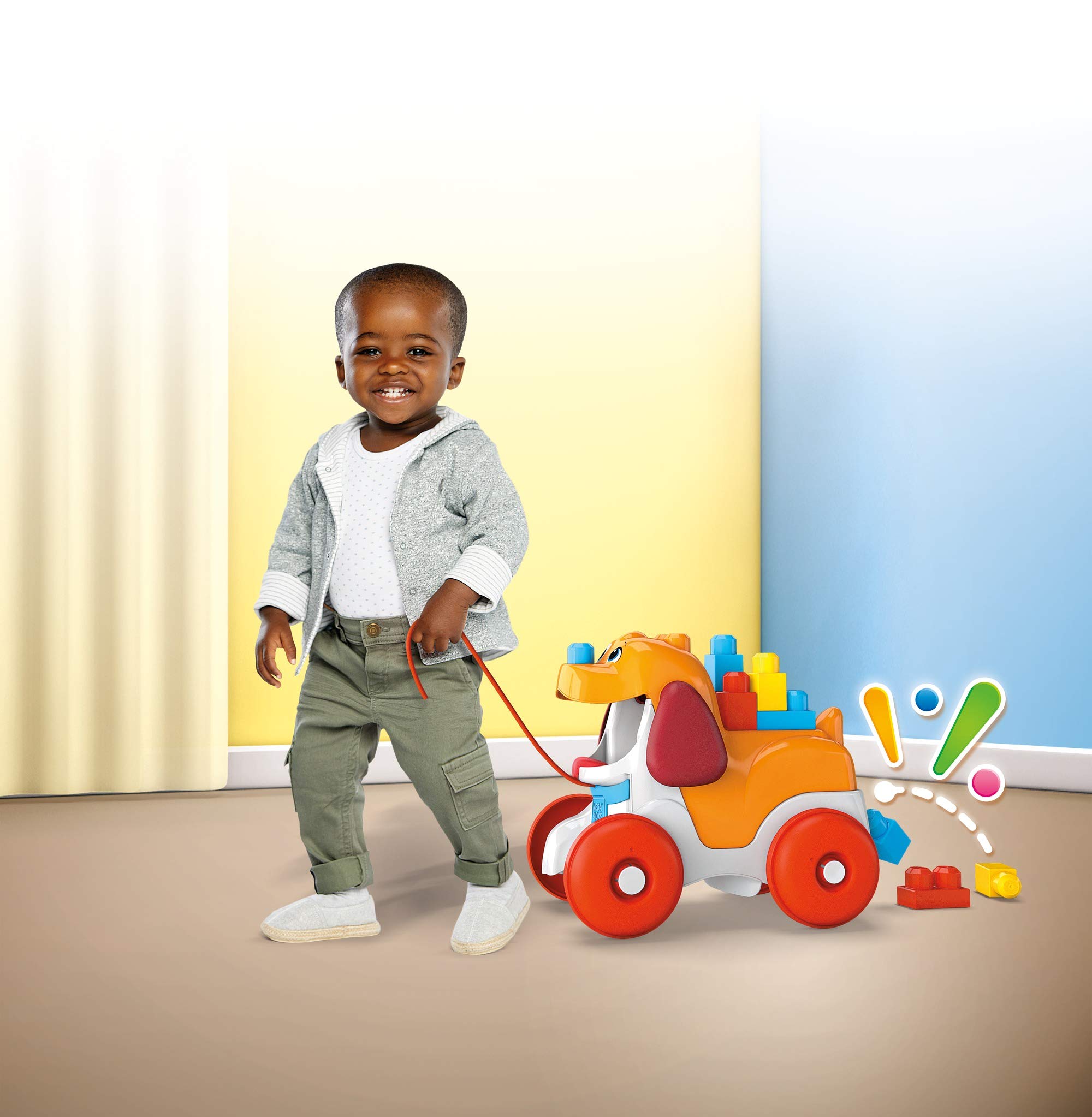 Mega Bloks Pull-Along Puppy Preschool Building Set with Block Pooping, Multi (GNW63)