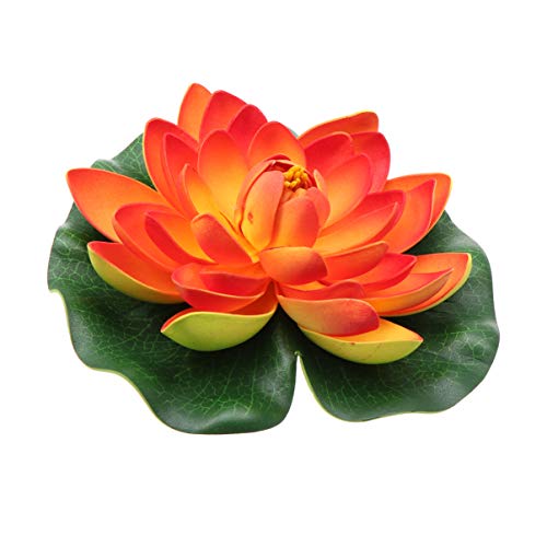 Hemoton Outdoor Artificial Plants Floating Artificial Flowers Artificial Water Lily Pads for Garden Fish Pond Water Lily Wedding Party Decoration (18cm Orange) Artificial Plants Outdoor
