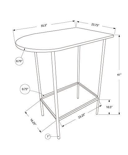 Monarch Specialties Metal Space Saver Bar Table, 24 by 36-Inch, Cappuccino/Black, 36" X 24" X 41"