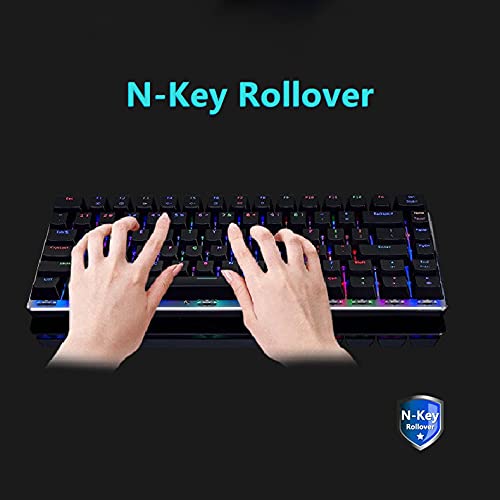 FIRSTBLOOD ONLY GAME. AK33 Geek RGB Mechanical Keyboard, 82 Keys Layout, Black Switches, LED Backlit, Aluminum Portable Wired Gaming Keyboard, Pluggable Cable, for Games Work and Daily Use, Black