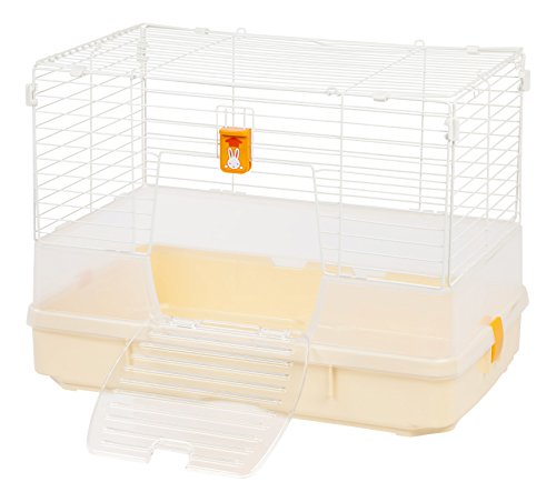 IRIS USA Small Wire Animal House with Top Access, Easy to Clean Cage with Wide Access Drop Down Door for Small-Sized Pets Animals Rabbits Guinea Pigs Rats, Ivory