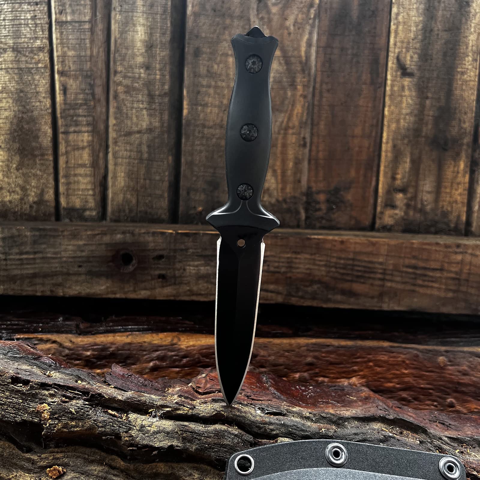 AULAKNIV Double Edge Fixed Blade Full Tang Tactical Knife with Sheath, Glass Breaker, Dual Edge Camping Survival Hunting Knives for Men