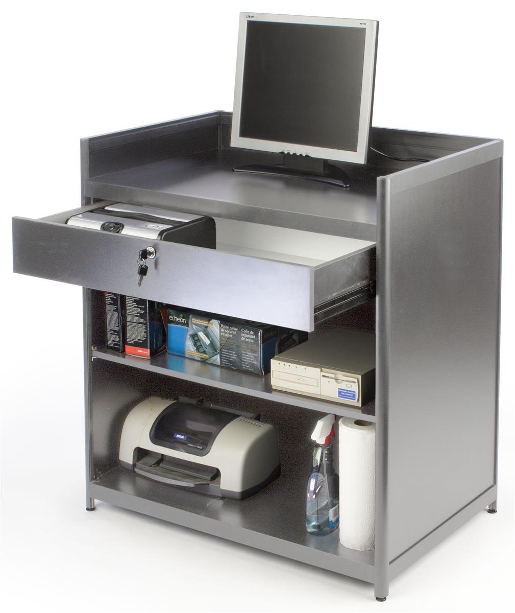 Displays2go, Laminated Registered Stand, Laminated MDF & Aluminum Construction – Silver Finish (JBQCW36)