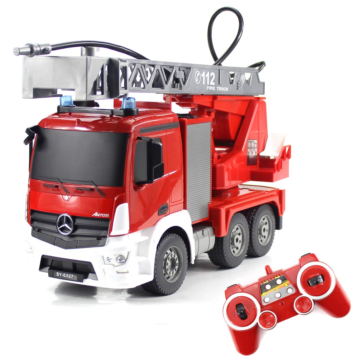 fisca RC Truck Remote Control Fire Engine Truck 9 Channel 2.4G Hobby Electronics Toys with LED Lights Simulated Sounds for Kids