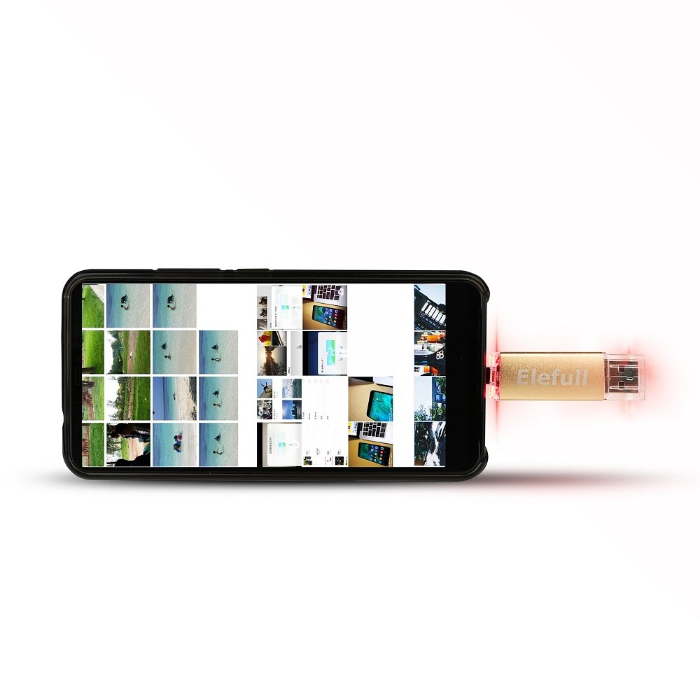 USB Flash Drive 64GB for Android Smart Cell Phone Tablet Computer Car Player TV Projectors Free Up Phone Storage Space Only Works On Phone with Micro USB Port Copy Photos Video (64GB Gold)