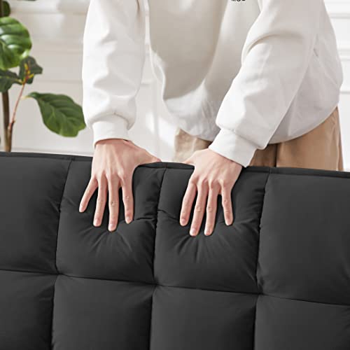 DHHU 52" Sleeper Couch Pull Out Bed, Velvet Convertible Sofa Bed, Loveseat Couch with Toss Pillows and Pockets for Living Room Furniture