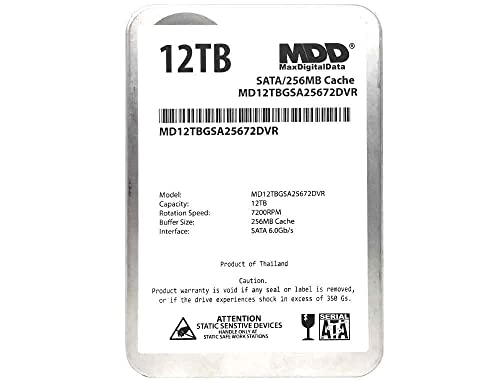 MDD 12TB 7200 RPM 256MB Cache SATA 6.0Gb/s 3.5inch Internal Hard Drive for Surveillance Storage (MD12TGSA25672DVR) - 3 Years Warranty