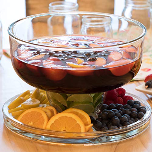 Libbey Selene 6-in-1 Multiuse Glass Server, Punch Bowl, Chip and Dip Bowl, Cake Stand