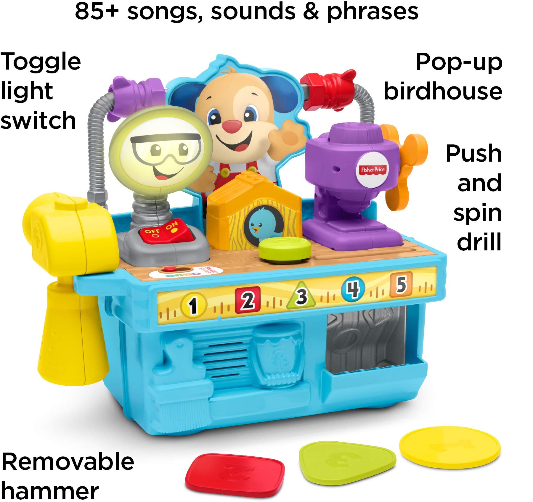 Fisher-Price Baby & Toddler Toy Laugh & Learn Busy Learning Tool Bench Construction Activity for Pretend Play Infants Ages 6+ Months